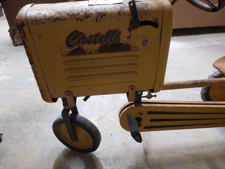 Antique Castelli Metal Toy Pedal Tractor With Wagon - Trice Auctions