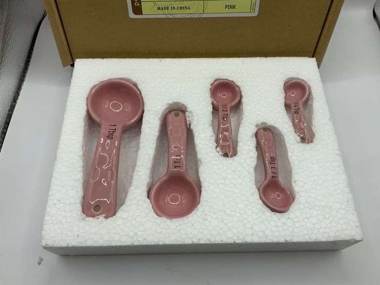 Longaberger Woven Traditions Pink Measuring Spoons Set Of 5 New In Box ...