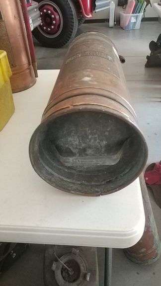 Copper Fire Extinguisher Chief Croker . Missing hose - Trice Auctions