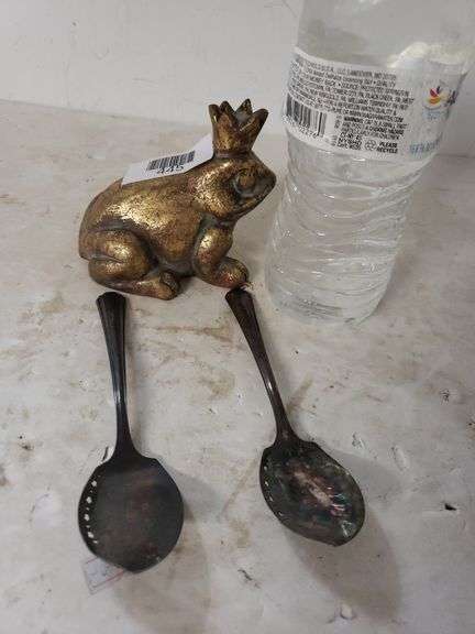 Sterling Silver Frog & Spoons - Trice Auctions