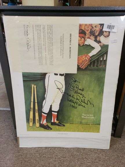 Norman Rockwell Print ("Gee thanks, Brooks!") Signed By Brooks Robinson ...