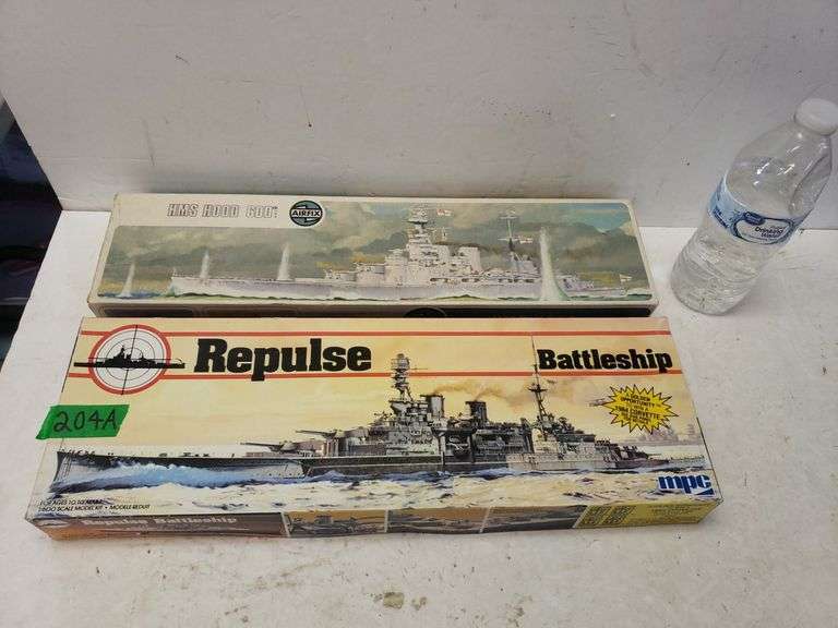 2 Model Ship Kits, 600th Scale - HMS Hood & Repulse Battleship - Trice ...