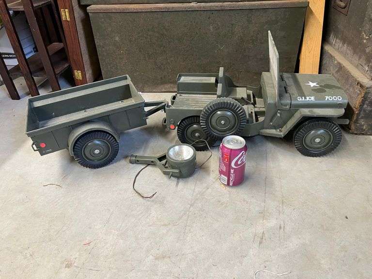 Combat Jeep 7000 W/ Trailer GI Joe 1965 Vintage Vehicle With Spotlight ...