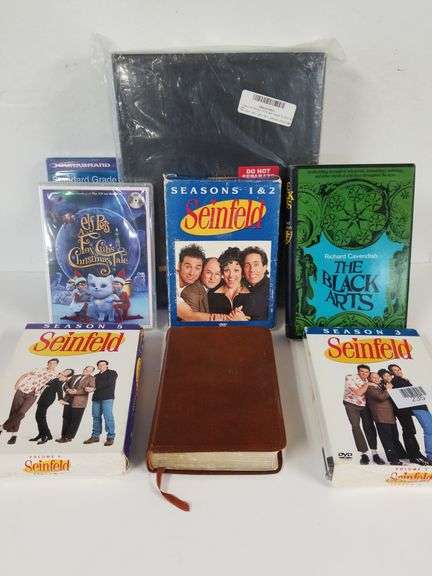Seinfeld DVD Set/ VHS Tapes/ Bible/ New folio Storage Box - Trice Auctions
