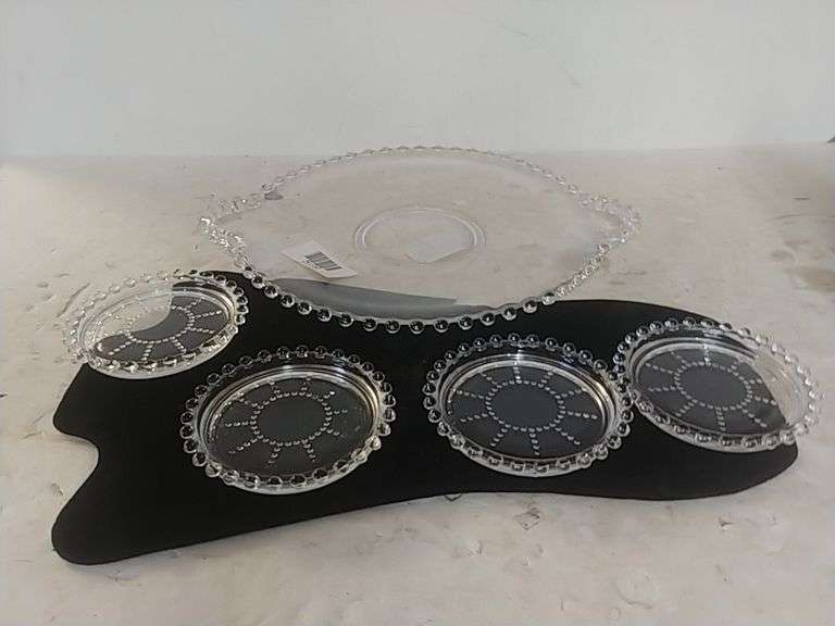 Imperial Candlewick Glass Coasters & Serving Plate - Trice Auctions