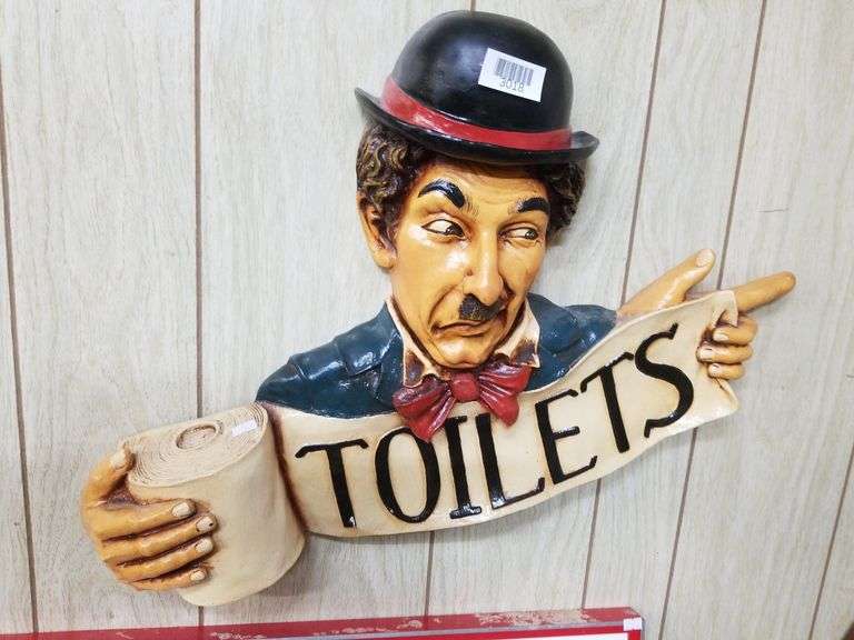 Charlie Chaplin Toilet Sign - Trice Auctions