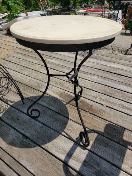 Small Round Metal Table With Removable Ceramic Top - Trice Auctions