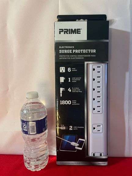 Prime Surge Protector 6 Outlets & 2 USB Charging Ports NEW - Trice Auctions