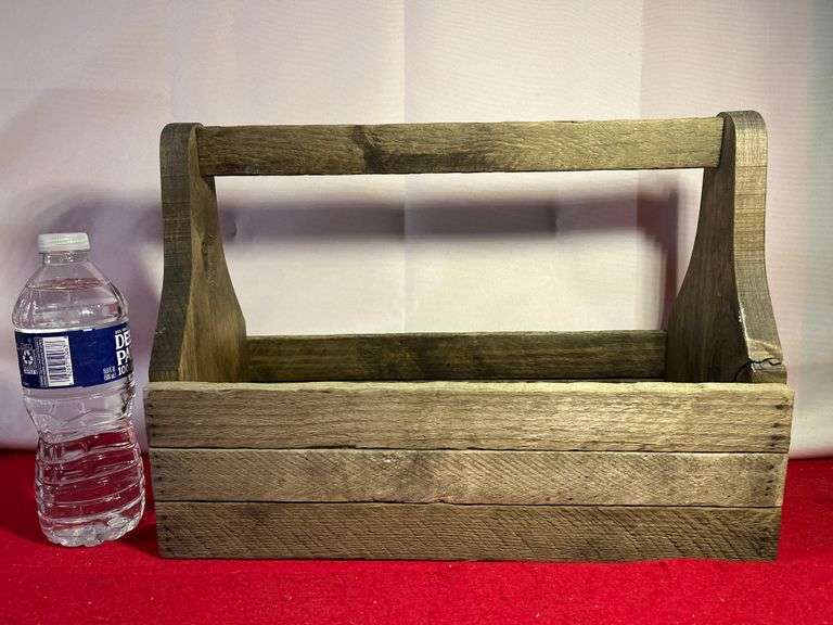 Primitive Rustic Wooden Handle Box - Trice Auctions