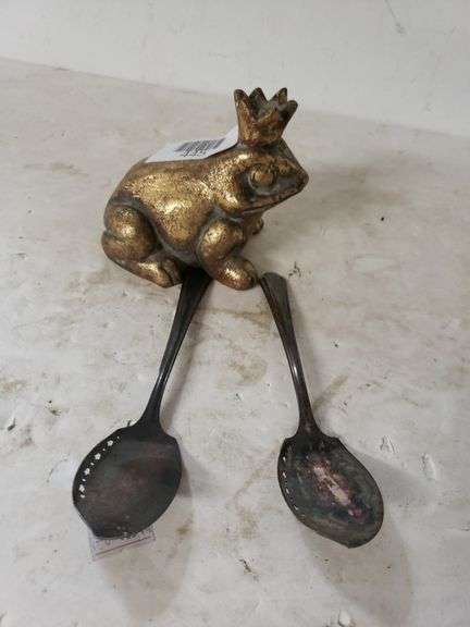 Sterling Silver Frog & Spoons - Trice Auctions
