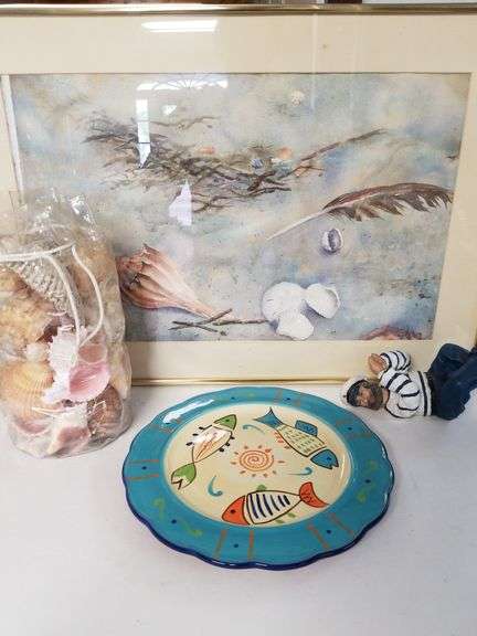 Sea Decor/ Picture/ Shells/ Decorative Plate - Trice Auctions