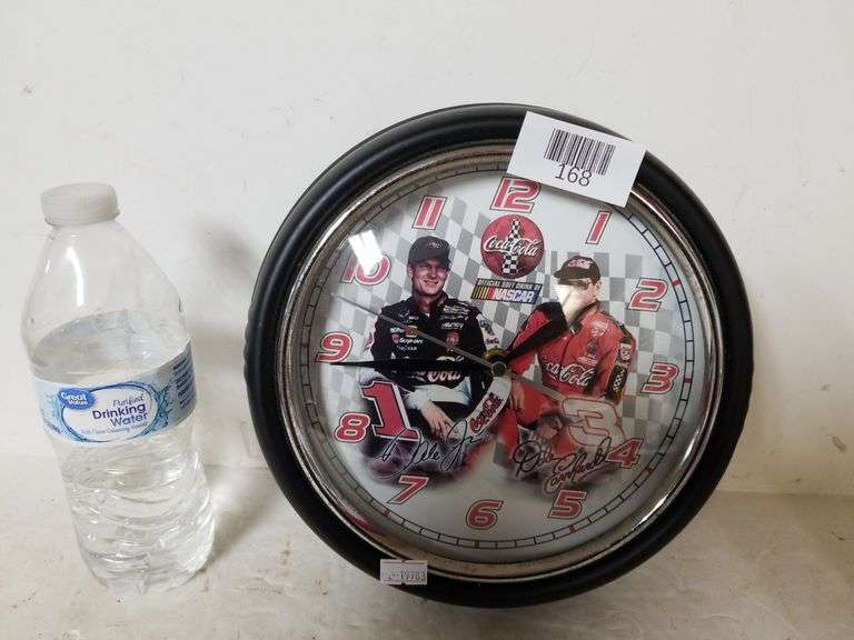 Dale Earnhardt & Dale Earnhardt Jr. Coca-Cola NASCAR Clock - Trice Auctions