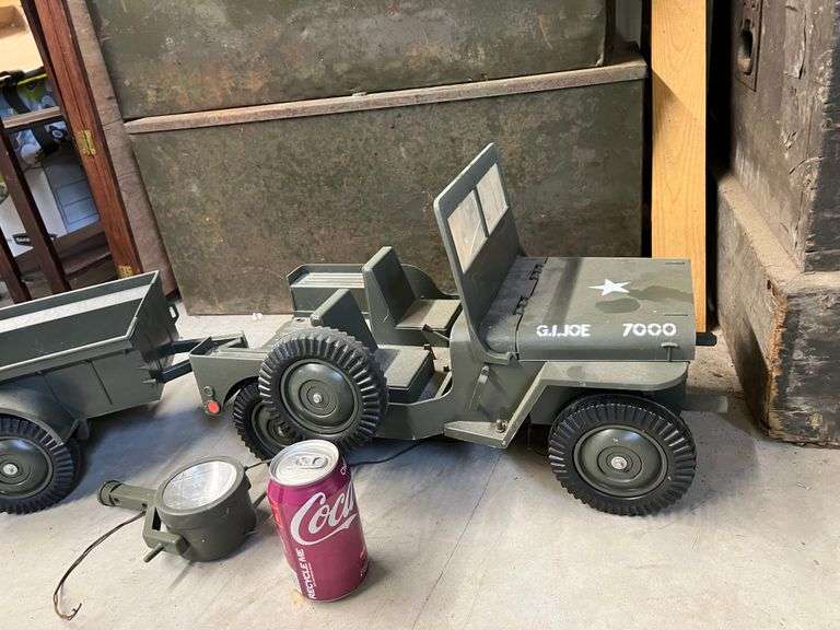 Combat Jeep 7000 W/ Trailer GI Joe 1965 Vintage Vehicle With Spotlight ...