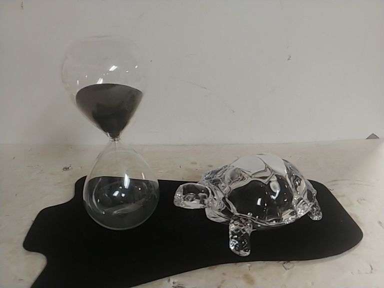 Hourglass, Lead Crystal Like Glass Turtle - Trice Auctions