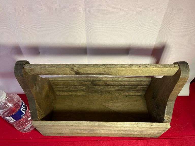 Primitive Rustic Wooden Handle Box - Trice Auctions