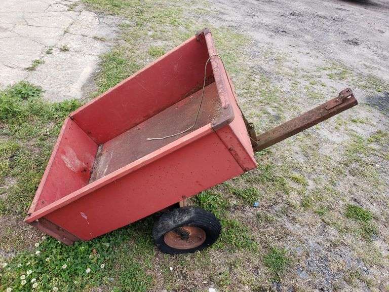 Metal Pull-Behind Cart With Two Wheels - Trice Auctions