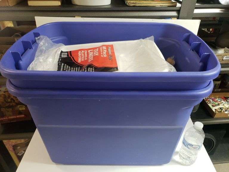 2 Plastic Totes & Paint Supplies - Brushes, Rollers, Trays & More ...