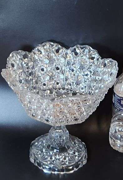 Circa 1885. ELSON GLASS pressed glass pedestal compote. Daisy and ...