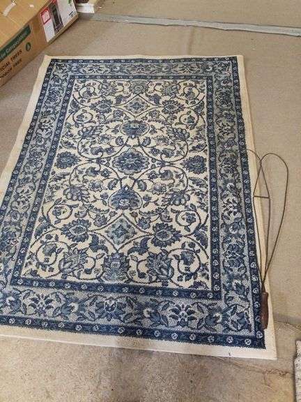 47"x62" Mohawk Blue/tan Area Rug & Rug Beater - Trice Auctions