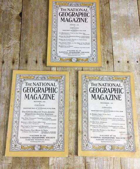 92-Year-Old National Geographic Magazines. 3 Issues from 1931. Aug/Oct ...