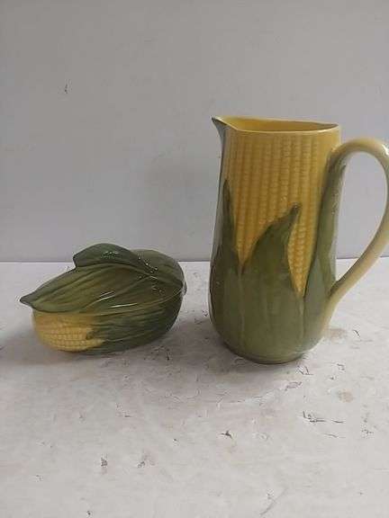 Shawnee Corn King Pitcher, Dish - Trice Auctions