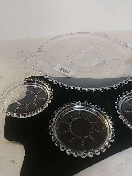 Imperial Candlewick Glass Coasters & Serving Plate - Trice Auctions