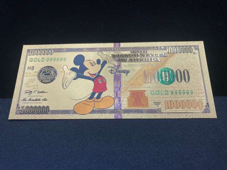 Mickey Mouse 24K Gold Hologram Note - Trice Auctions