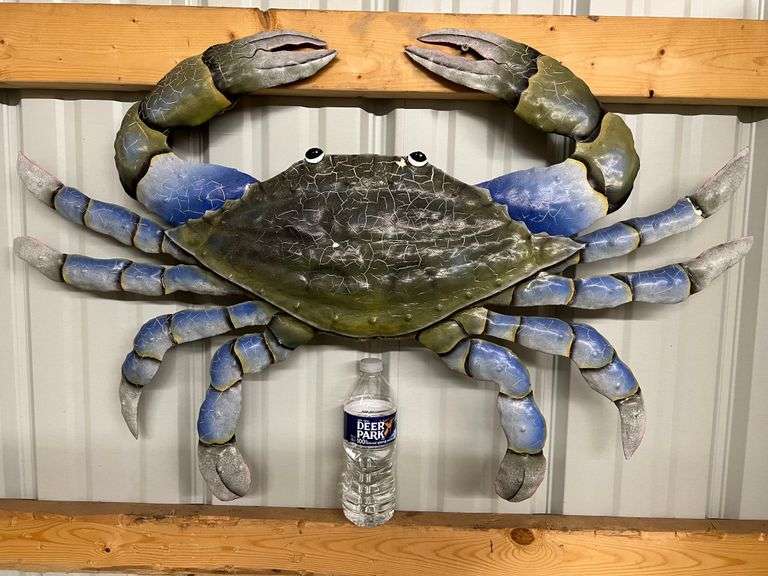 Large Tin Blue Crab Decor - Trice Auctions