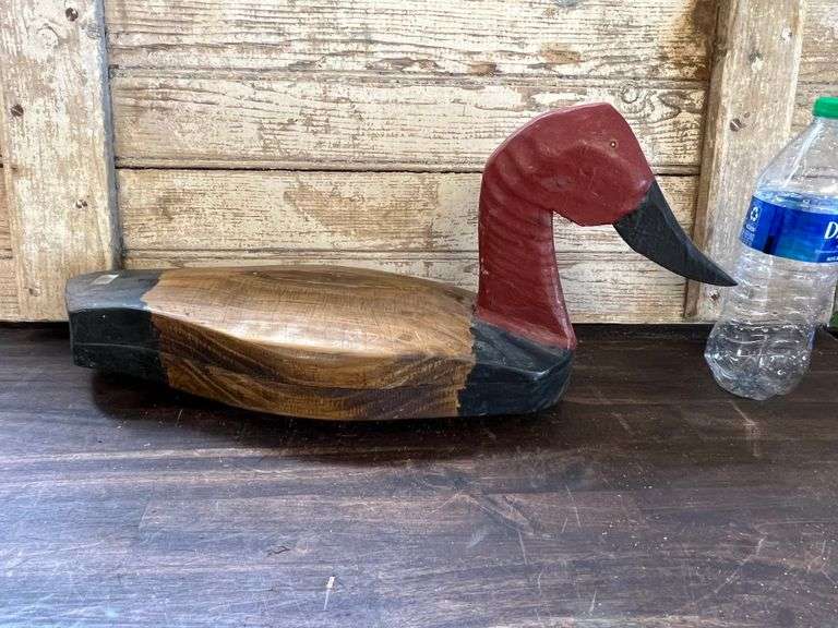 Hand Carved Wooden Decoy Red Head, Kent Island - Trice Auctions