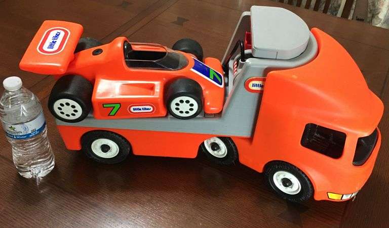 Vintage 24" Little Tikes ORANGE Race Team Car & Orange Race Car. Made ...