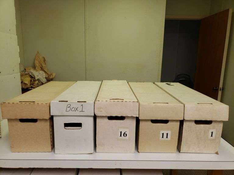 (5) Random Heavy Cardboard Storage Boxes W/lids - Trice Auctions