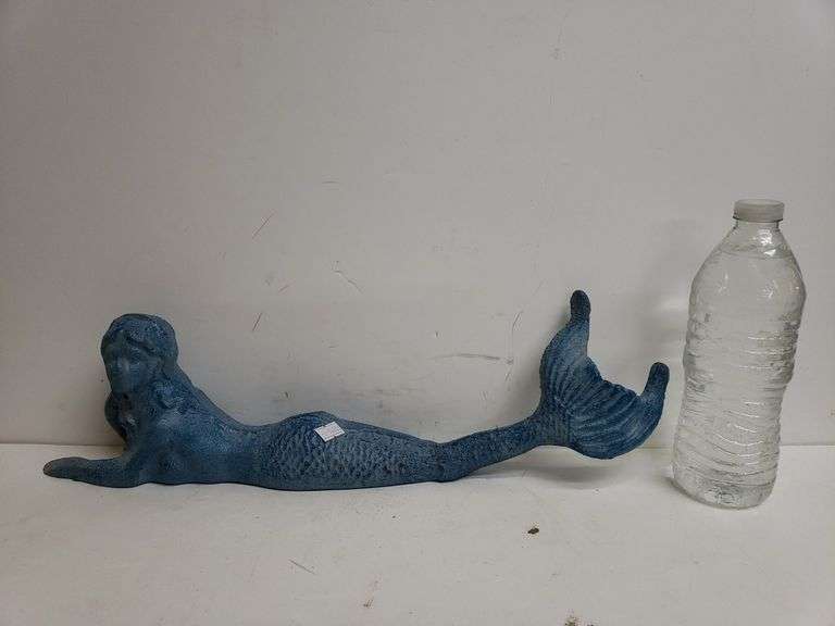 Blue Patina Belly Laying Mermaid - Trice Auctions