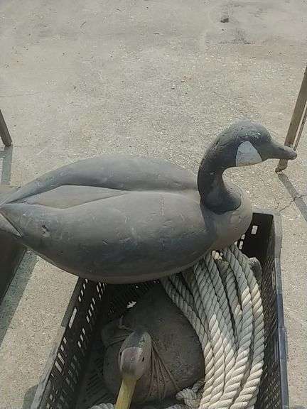 Duck Decoys, Rope &" Plastic Crate - Trice Auctions