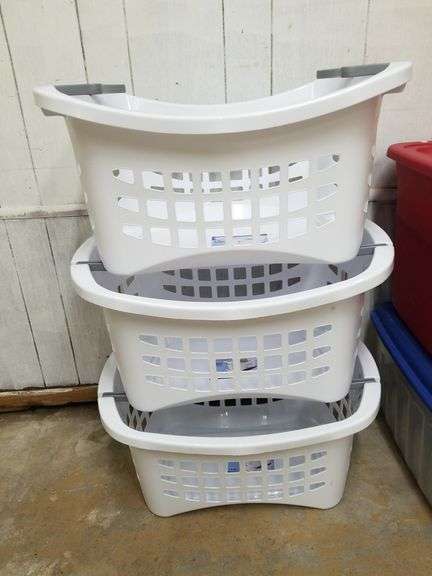 (3) Sterilite Ultra Stacking Laundry Baskets - Trice Auctions