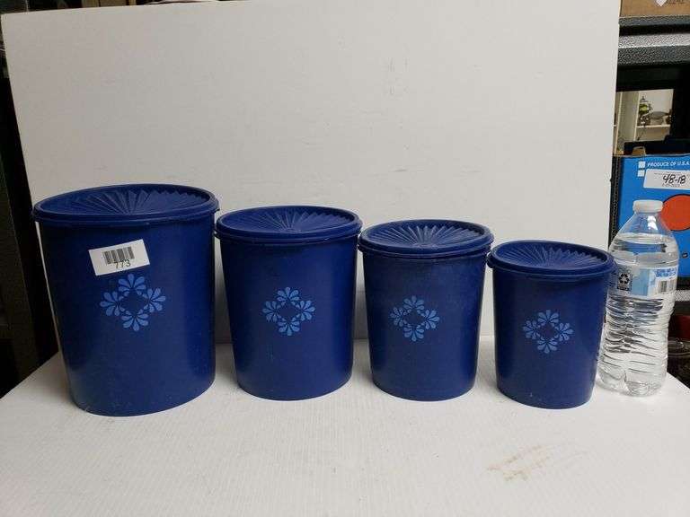 Vintage Tupperware Canister Set - Blue - Trice Auctions