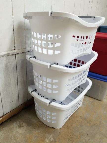 (3) Sterilite Ultra Stacking Laundry Baskets - Trice Auctions