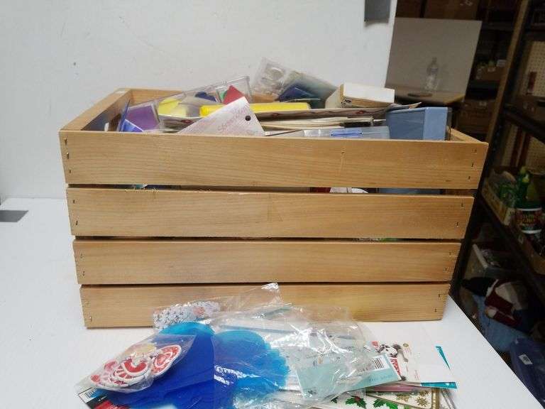 Crate With Assorted Craft Items - Trice Auctions