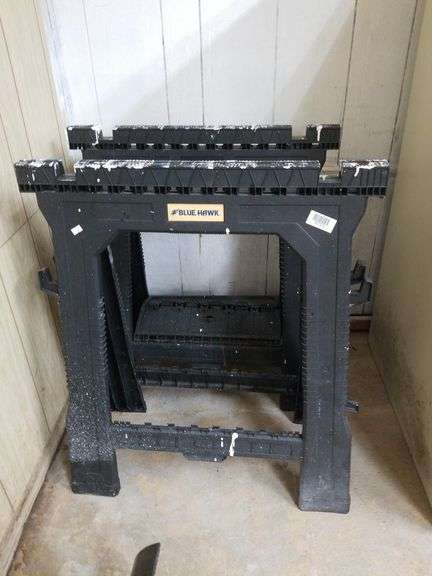 2 Blue Hawk Plastic Sawhorses - Trice Auctions