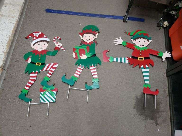 (3) Metal Elf Lawn Stakes - Trice Auctions