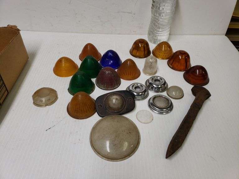 Vintage Light Covers & Railroad Spike - Trice Auctions
