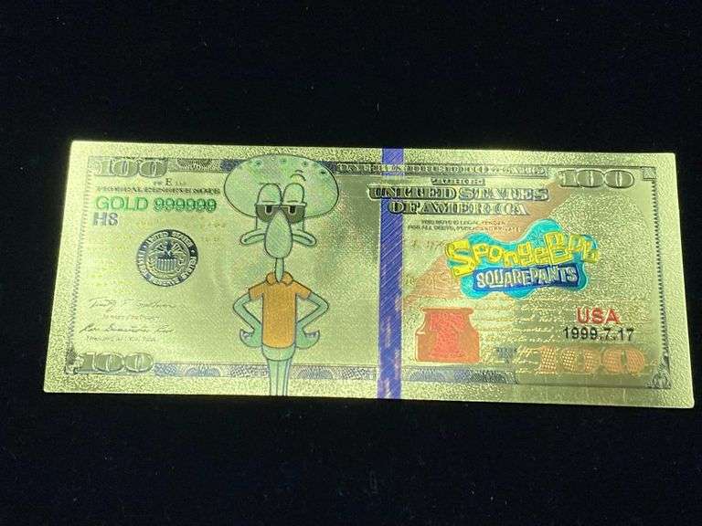 Nickelodeon SpongeBob SquarePants Squidward Dollars Gold Hologram ...
