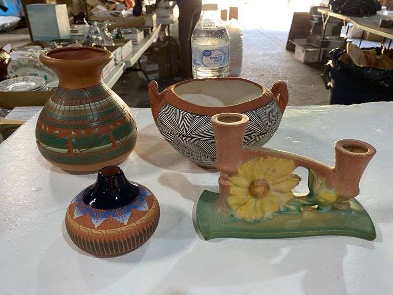 Roseville Candlestick, Native American Pottery, and More - Trice Auctions