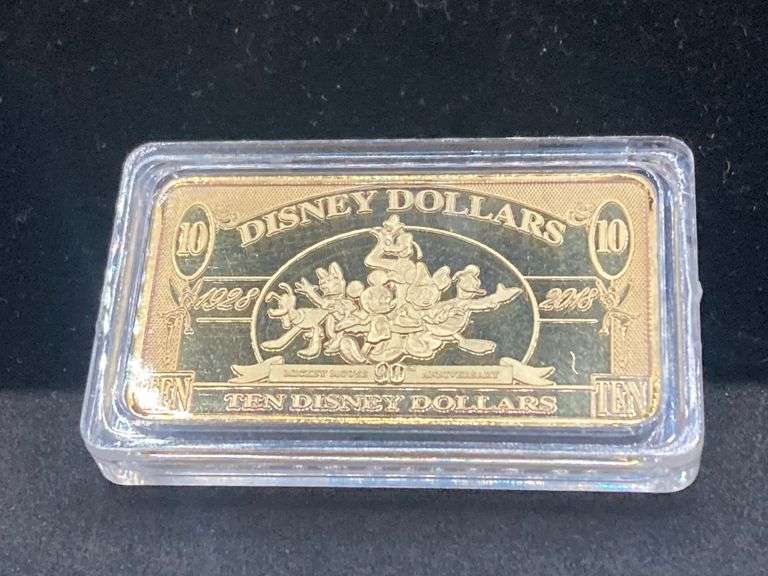 Disney Bucks Gold Clad Bar Mickey Mouse - Trice Auctions
