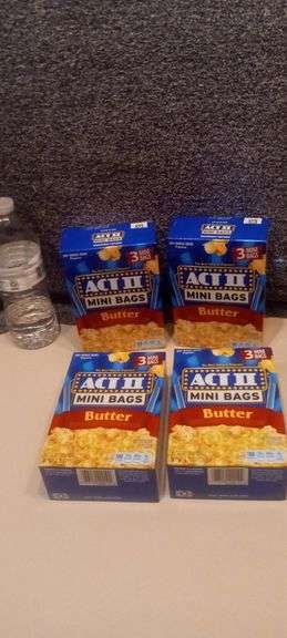 4 NEW Boxes Act II Mini-Bags Butter Flavored Popcorn - 3 Bags Per Box ...