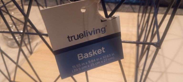NEW true living Blue Metal Basket - Trice Auctions