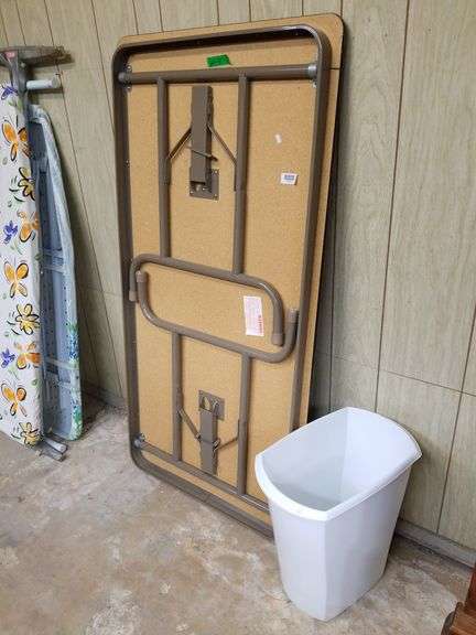 White Trash Can, Folding Table - Trice Auctions