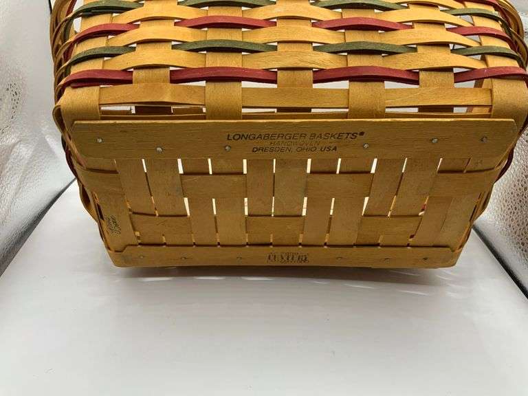 LONGABERGER RARE HOLIDAY EMPLOYEE CHRISTMAS BASKET WITH SET OF 4 PEWTER ...