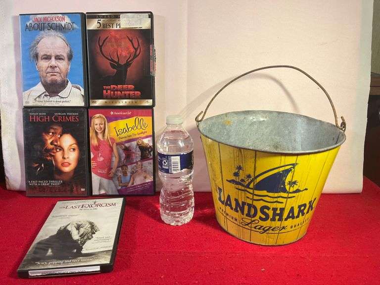 5 DVDS & Landshark Metal Bucket - Trice Auctions