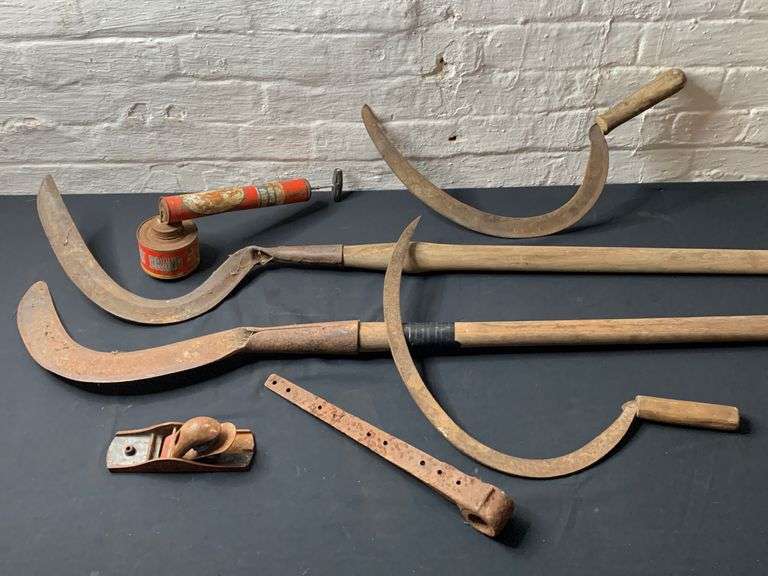 Two Vintage Sickle, Two Hand Sickles & Other Items - Tullochs Auctions