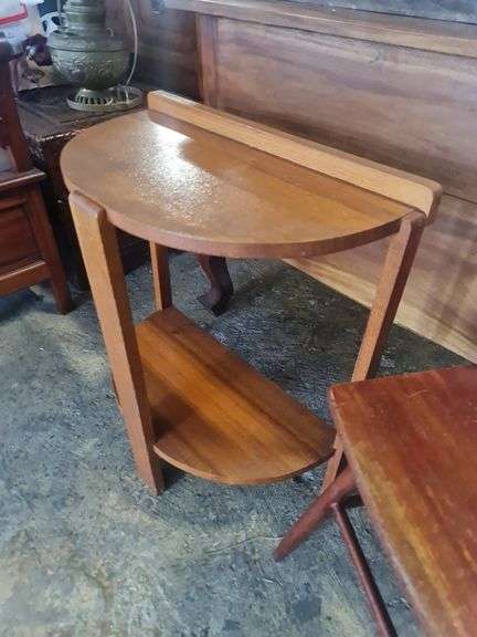 Vintage Half Round Side Table and Stool - Tullochs Auctions